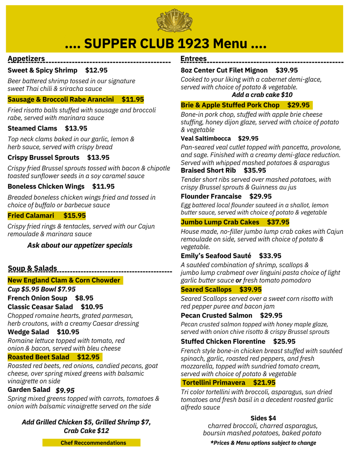 Club Menu Readable | The Flanders Hotel